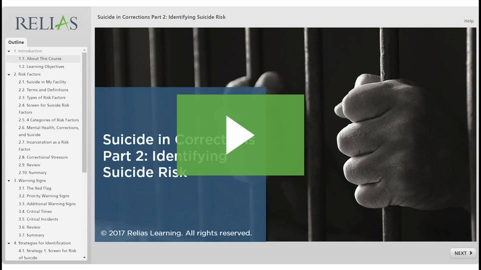 Suicide in Corrections: Identifying Suicide Risk [Course Preview]